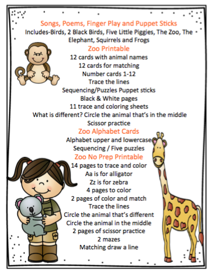 Zoo Bundle (90 Pages) ~ Preschool Printables