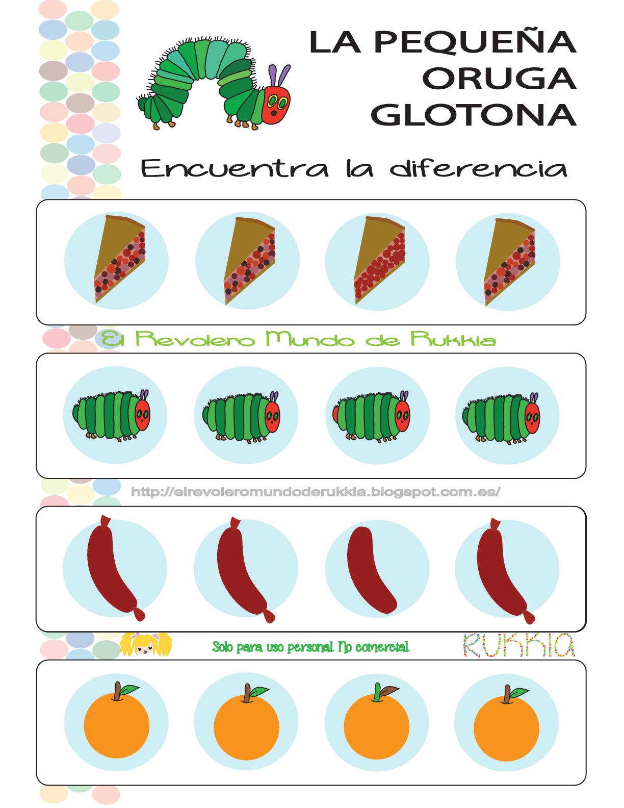 RECURSOS Y ACTIVIDADES PARA EDUCACIÓN INFANTIL: LA ORUGA GLOTONA (Erik ...