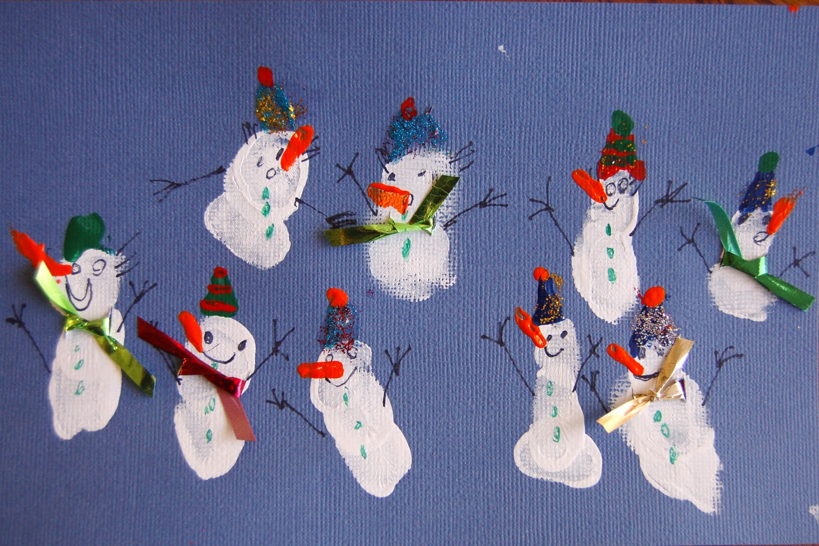 Fingerprint Snowmen ~ She's Crafty