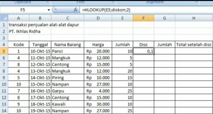 Cara Menggunakan Rumus Vlookup dan Hlookup pada MS. Excel ~ ALI SAE