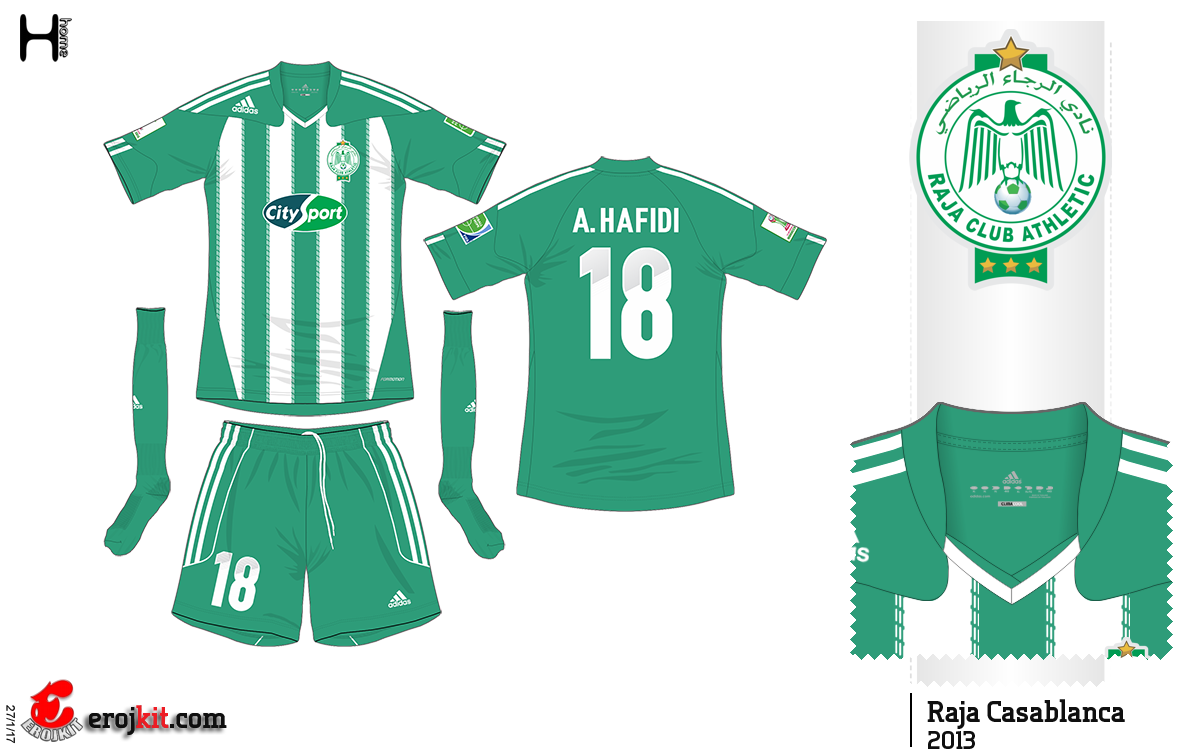 Kit Design, by eroj: 2013 Raja Casablanca (Home e Away)