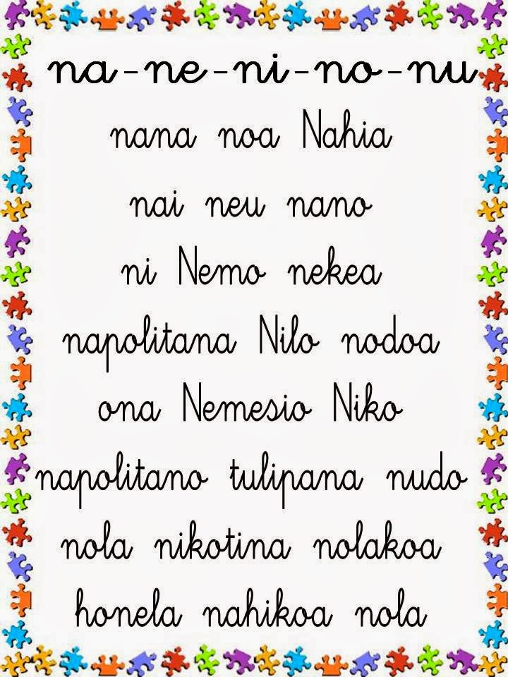 Dominicas Haur Hezkuntza: PALABRAS PARA LEER CON LA LETRA "N"