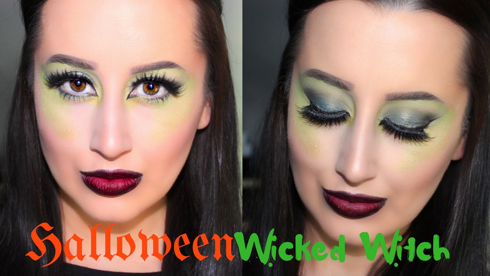 Easy Wicked Witch Halloween Makeup Tutorial | Green Eyes & Ombre Bitten ...