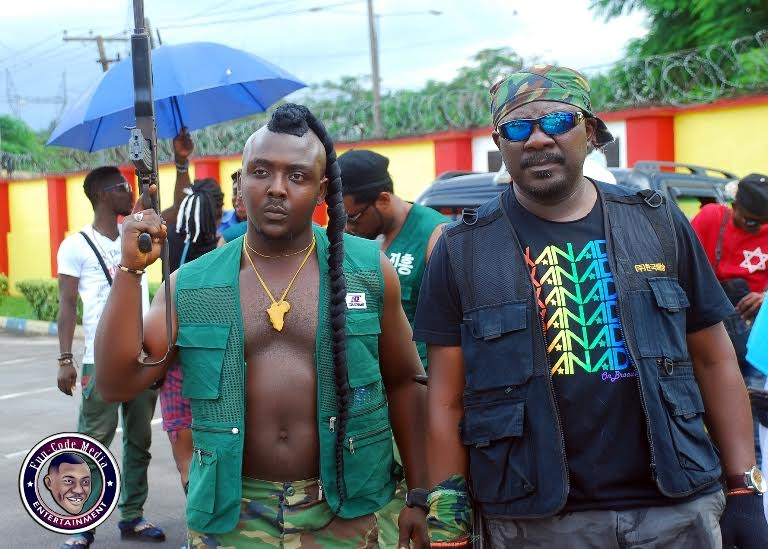 Sam Dede, Shan George, Jazzy Okey on the set of The State