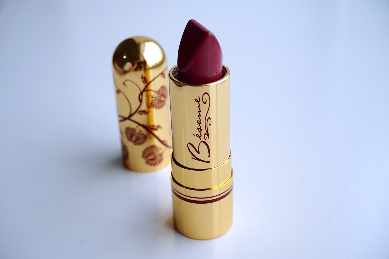 4ft8: Swatch and Review: Besame Cosmetics 1969 Dusty Rose, 1933 Merlot ...