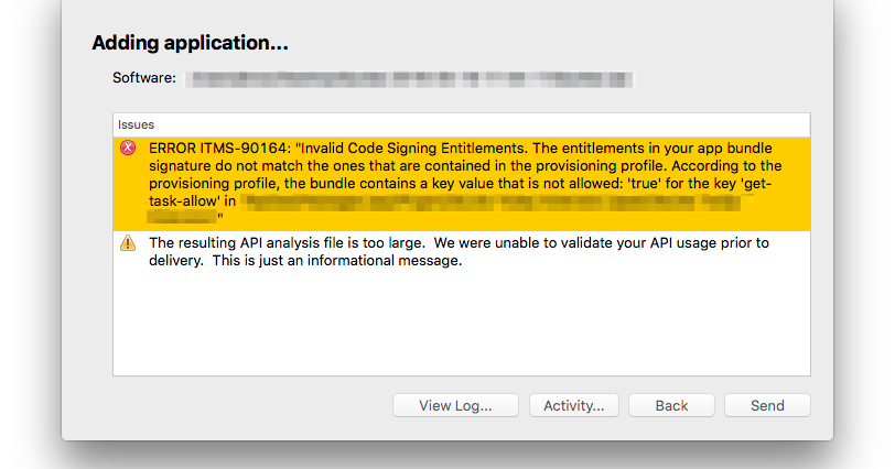 If Zero Error Itms 90164 The Bundle Contains A Key Value That Is Not Allowed True For