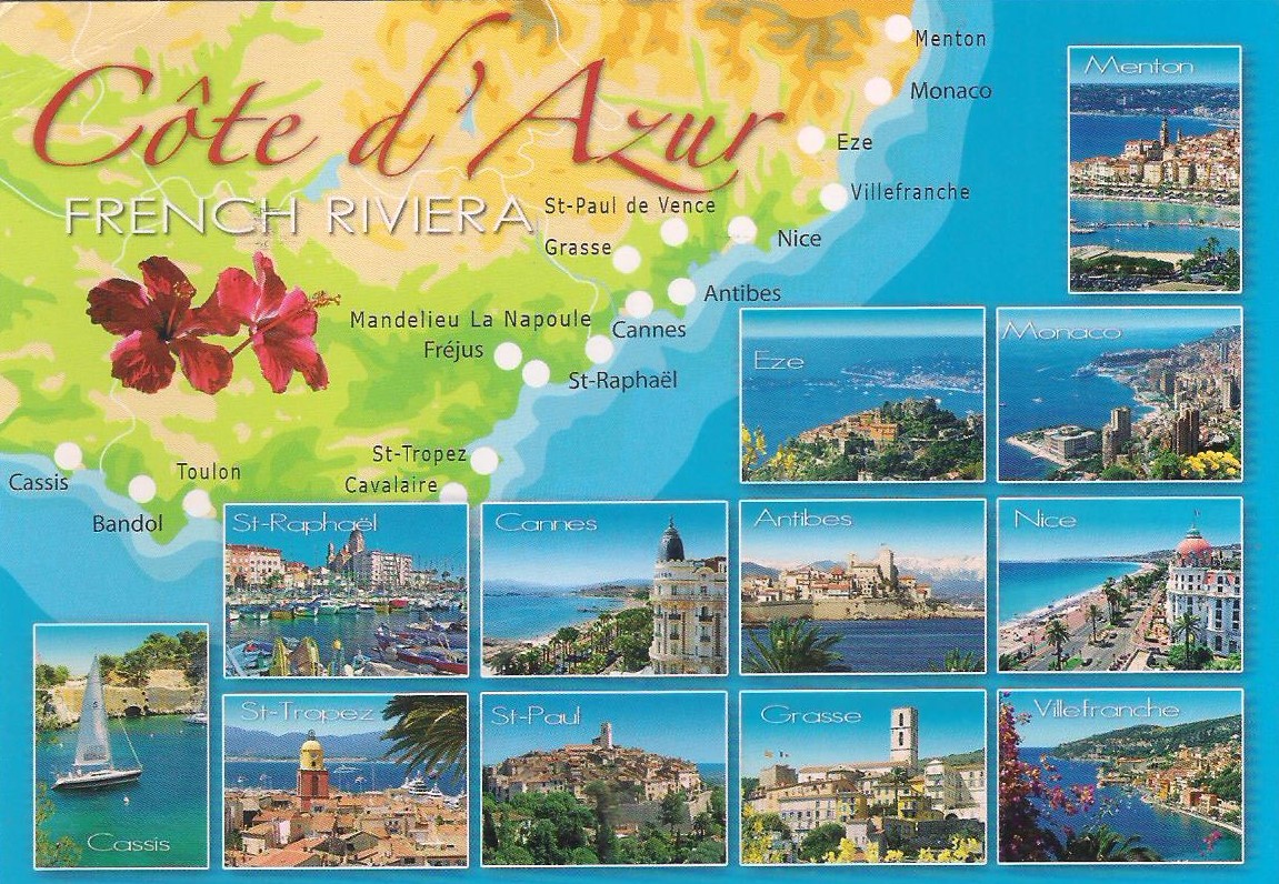More POSTCARDS & STAMPS: FRANCE - French Riviera Mapcard
