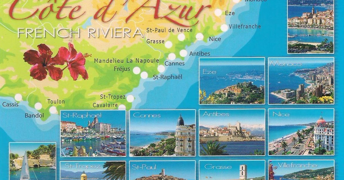 More POSTCARDS & STAMPS: FRANCE - French Riviera Mapcard