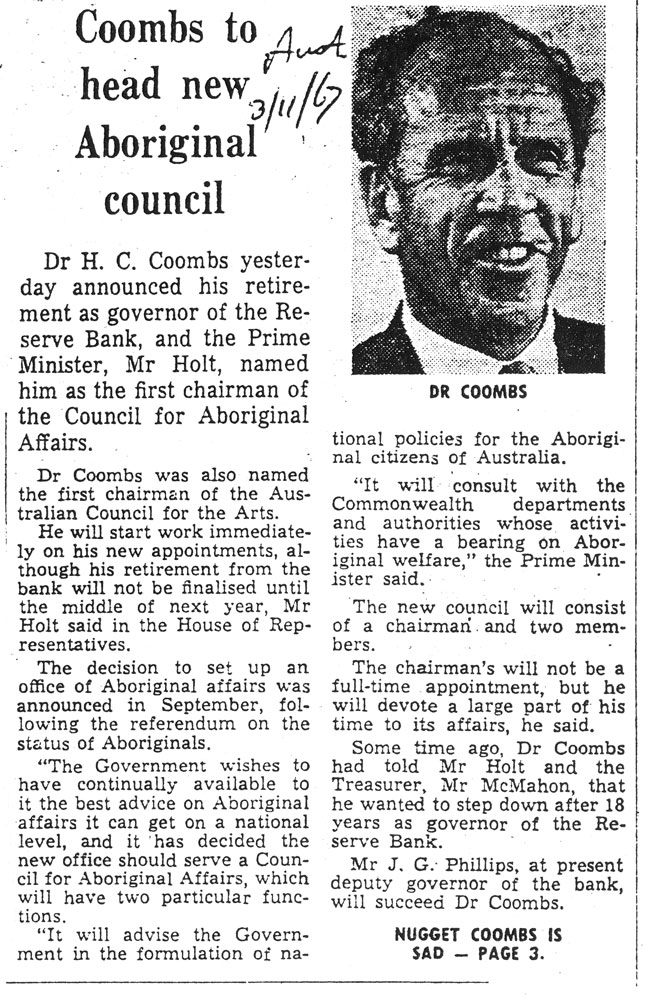 Clancy Tucker's Blog: 4 May 2017 - Herbert Cole Coombs (Nugget) (1906–1997)