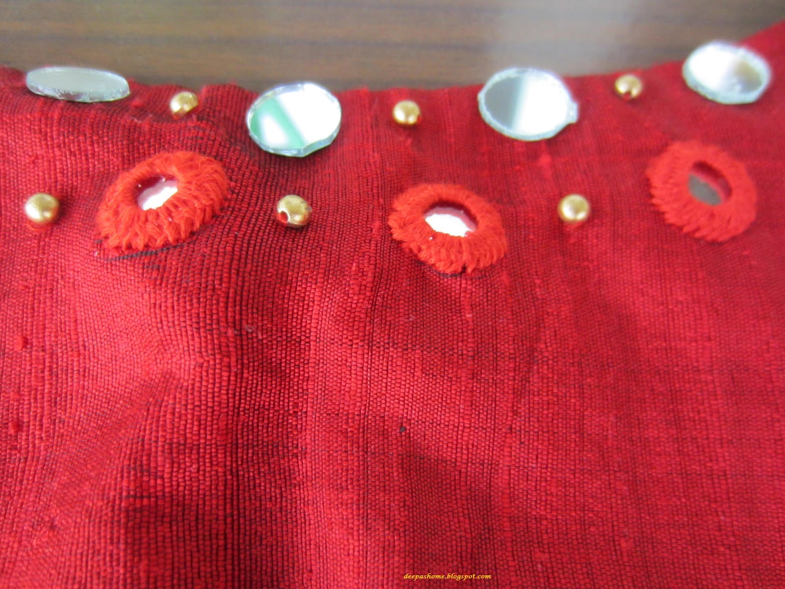 Shisha embroidery on Sari Blouse