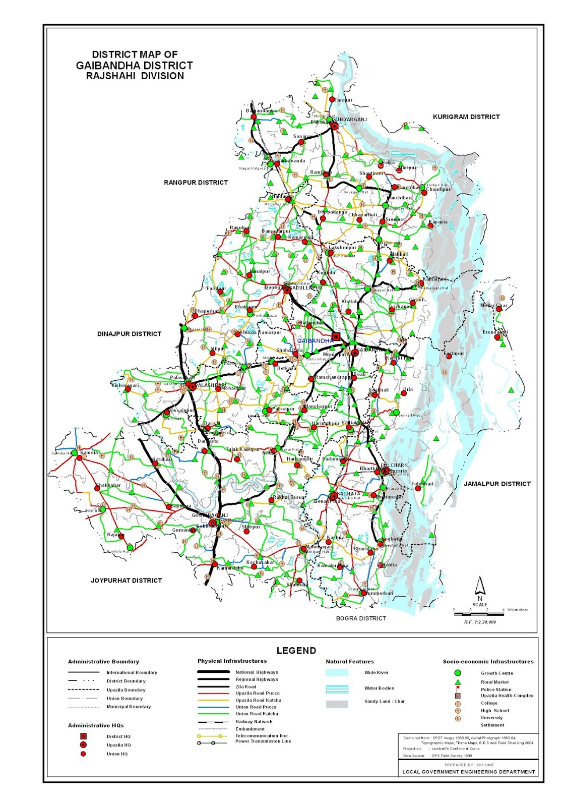 Gaibandha: Map of Gaibandha District