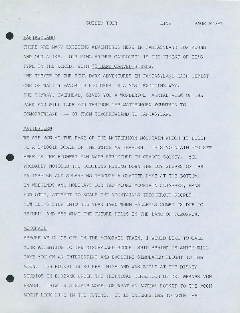 Vintage Disneyland Goodies: 1962 Guided Tour Script