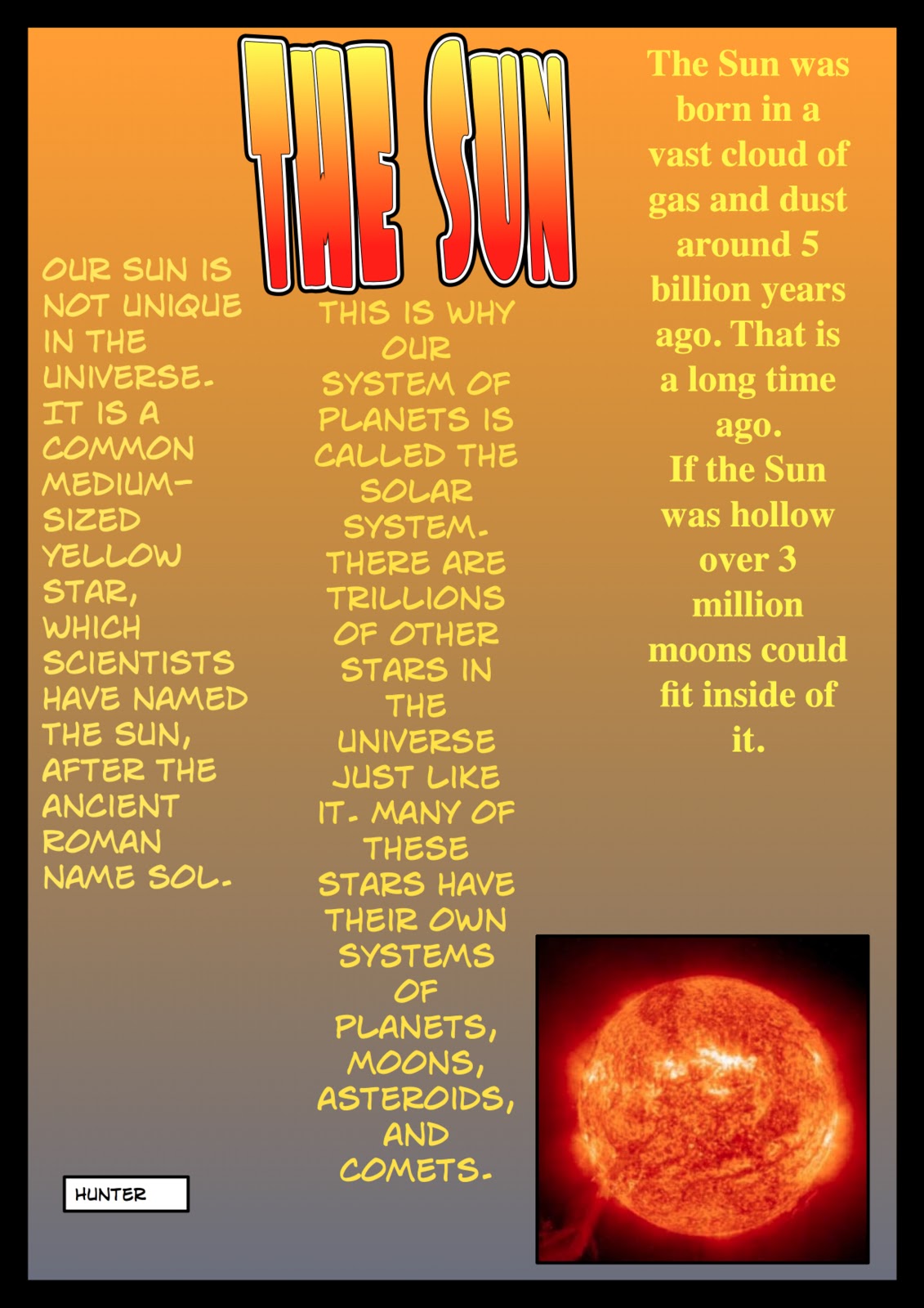 Room 1 MCS: Finding Facts about the Sun - Comic Life Posters