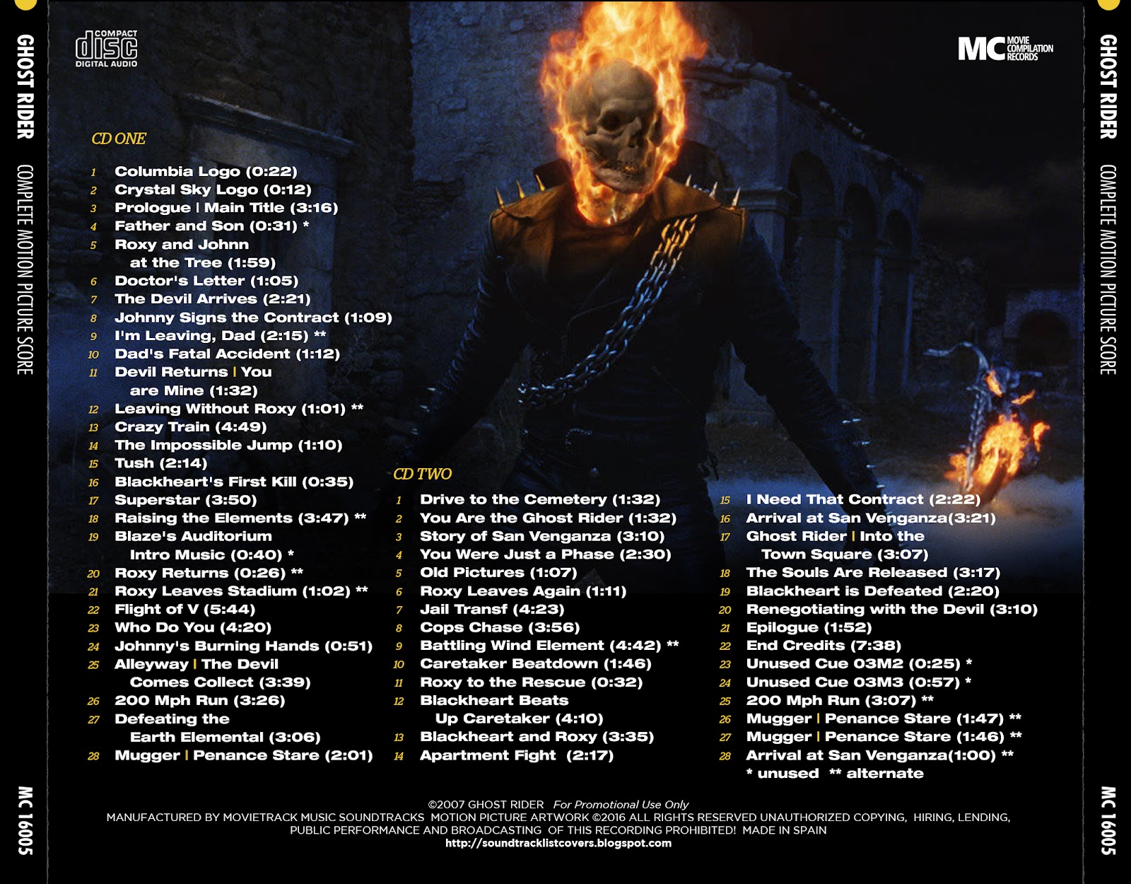 Soundtrack List Covers: Ghost Rider Complete (Christopher Young)