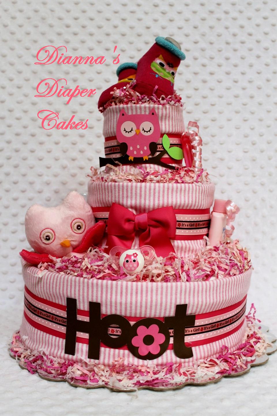 Baby Diaper Cakes by Dianna, my little works of art: Pink Owls Baby ...