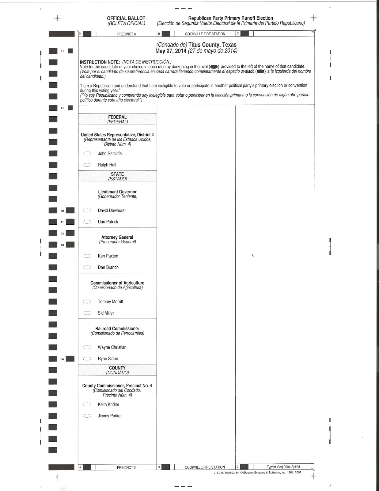 Titus GOP: Sample Ballot 2014