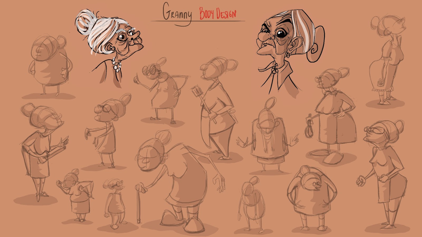 Art and Animation Blog: Granny Character - Body Designs