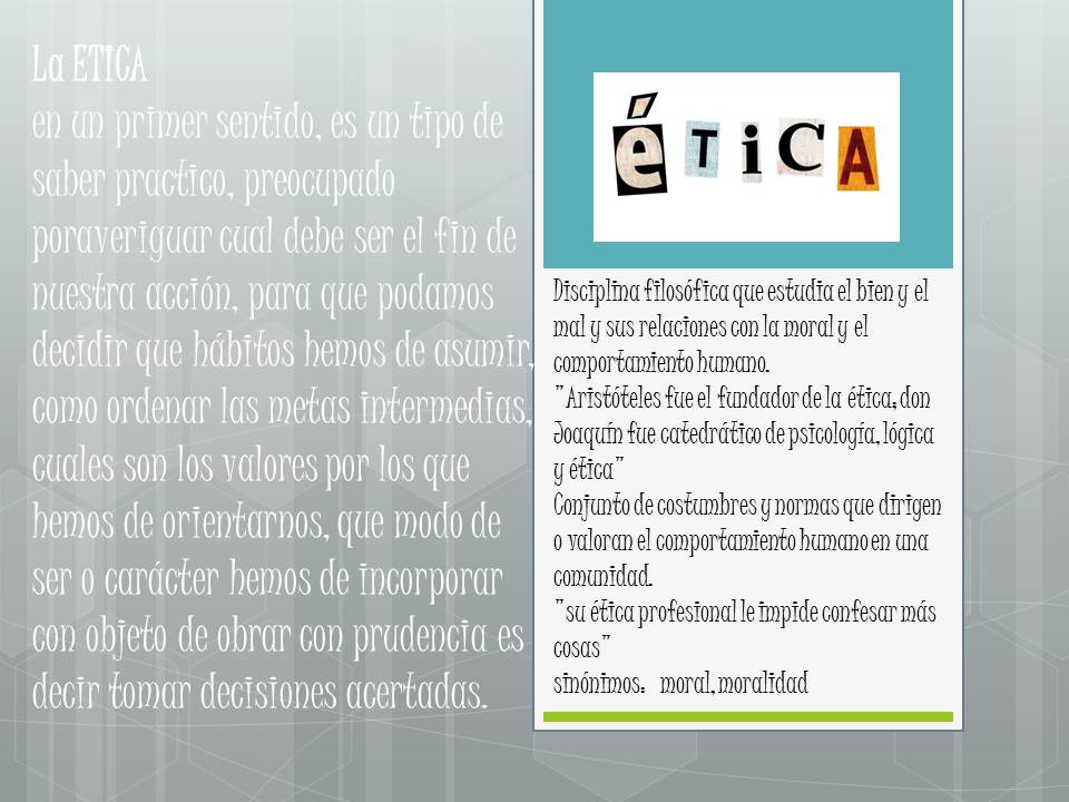 Etica : ¿que es la etica
