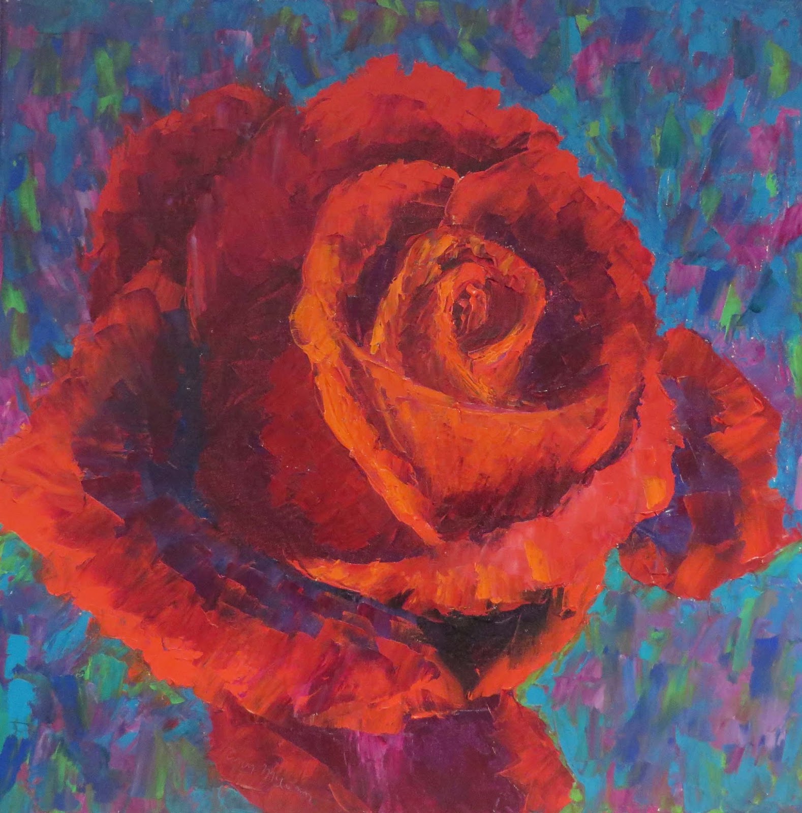 Artists of Texas State Blog: Giant Rose Duo by Ann McCann 20 X 20 Oils (2)