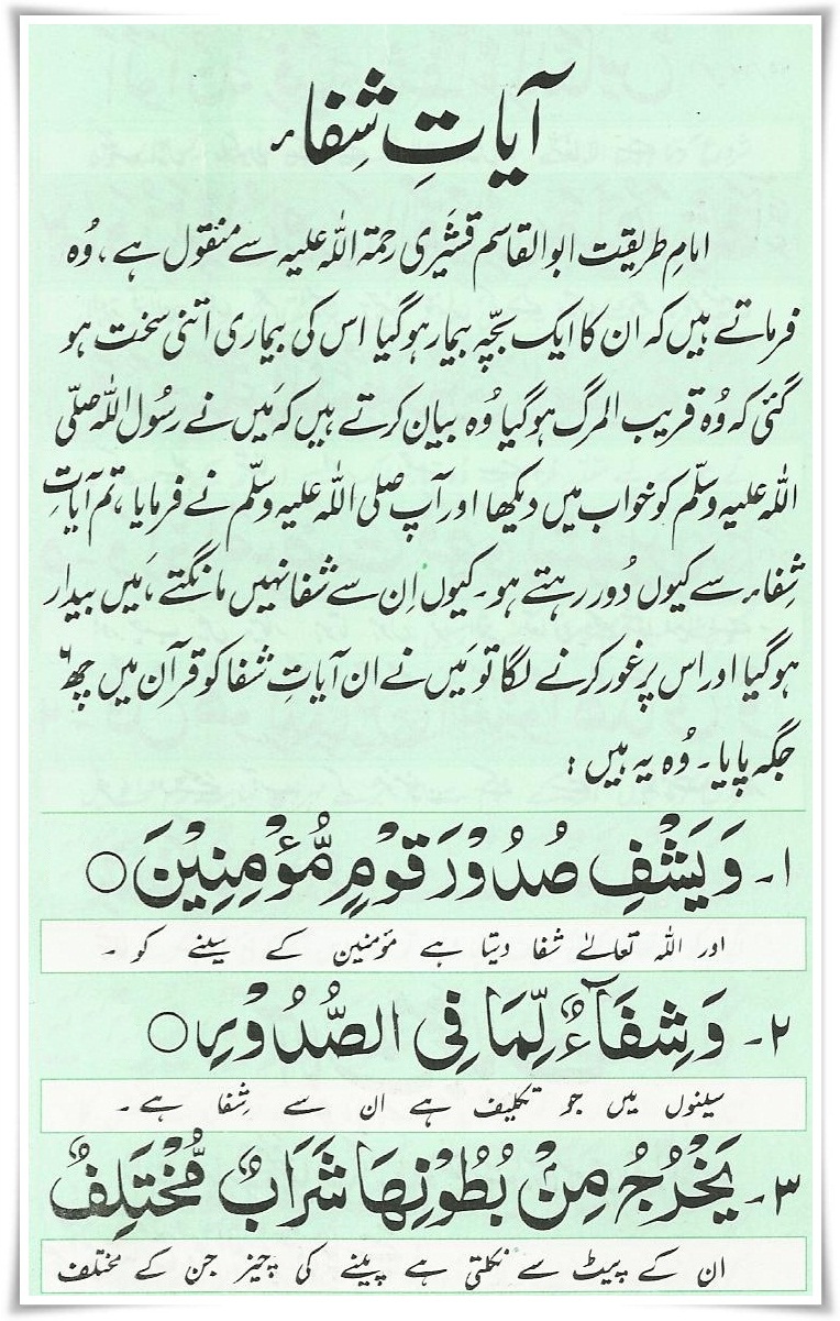 Qurani Wazaif: Ayat-e-Shifa