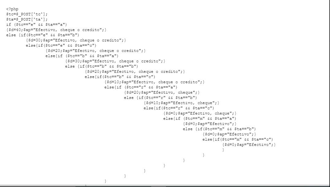 Ejercicios prácticos Html y PHP: ejercicios php (if-if else-if anidados ...