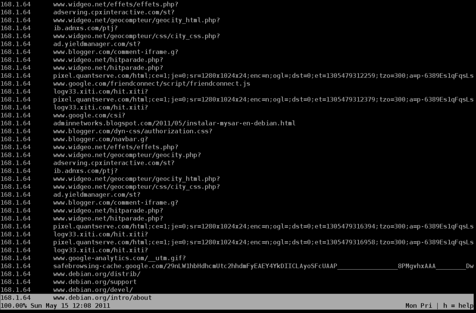 AdminNetworks-))_": Instalar Squidview en Debian - [ Estadísticas de navegación ]