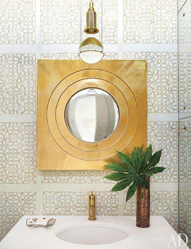 Nest Studio: Gold Geometric Powder Room