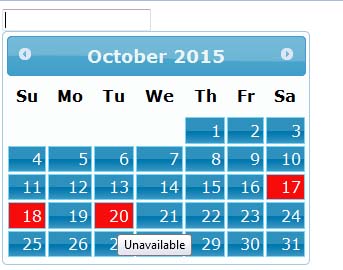 Jquery UI Datepicker Change background color Unavailable date | Tutorial101