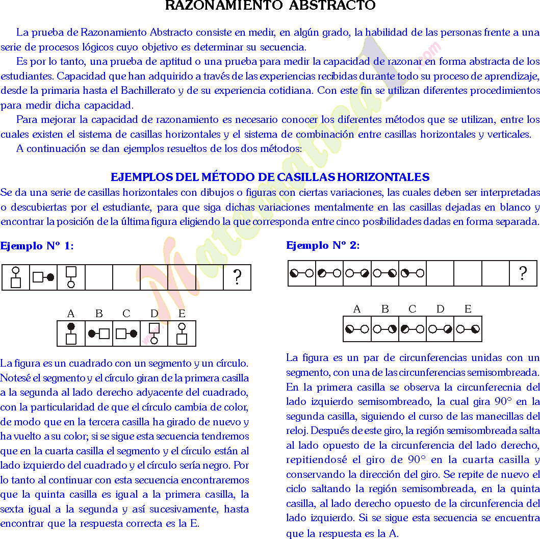RAZONAMIENTO ABSTRACTO EJERCICIOS RESUELTOS DE TEST PSICOTÉCNICO PDF
