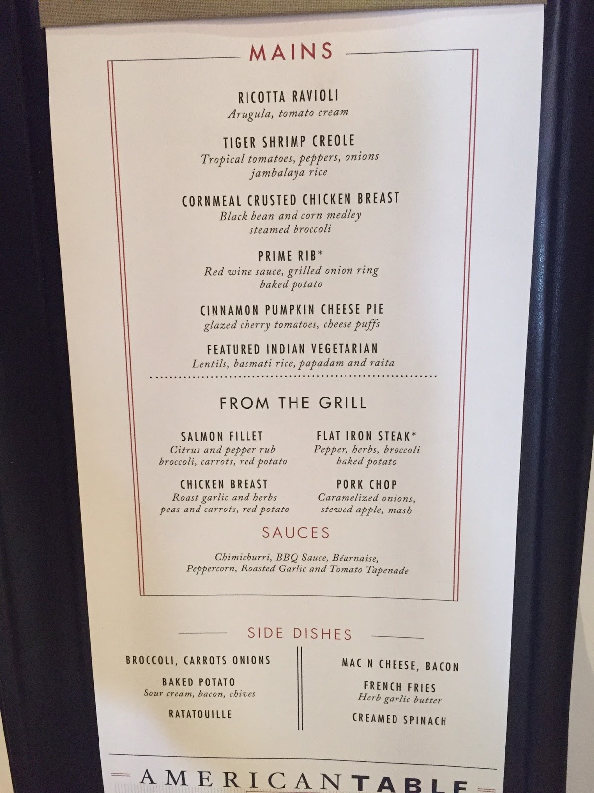 CRUISE LIKE A DAVIS : American Table Menu Review- Kellie