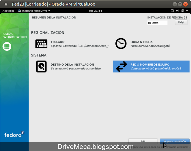 Como instalar Linux Fedora workstation 23 paso a paso ~ videoJuegos y Open Source