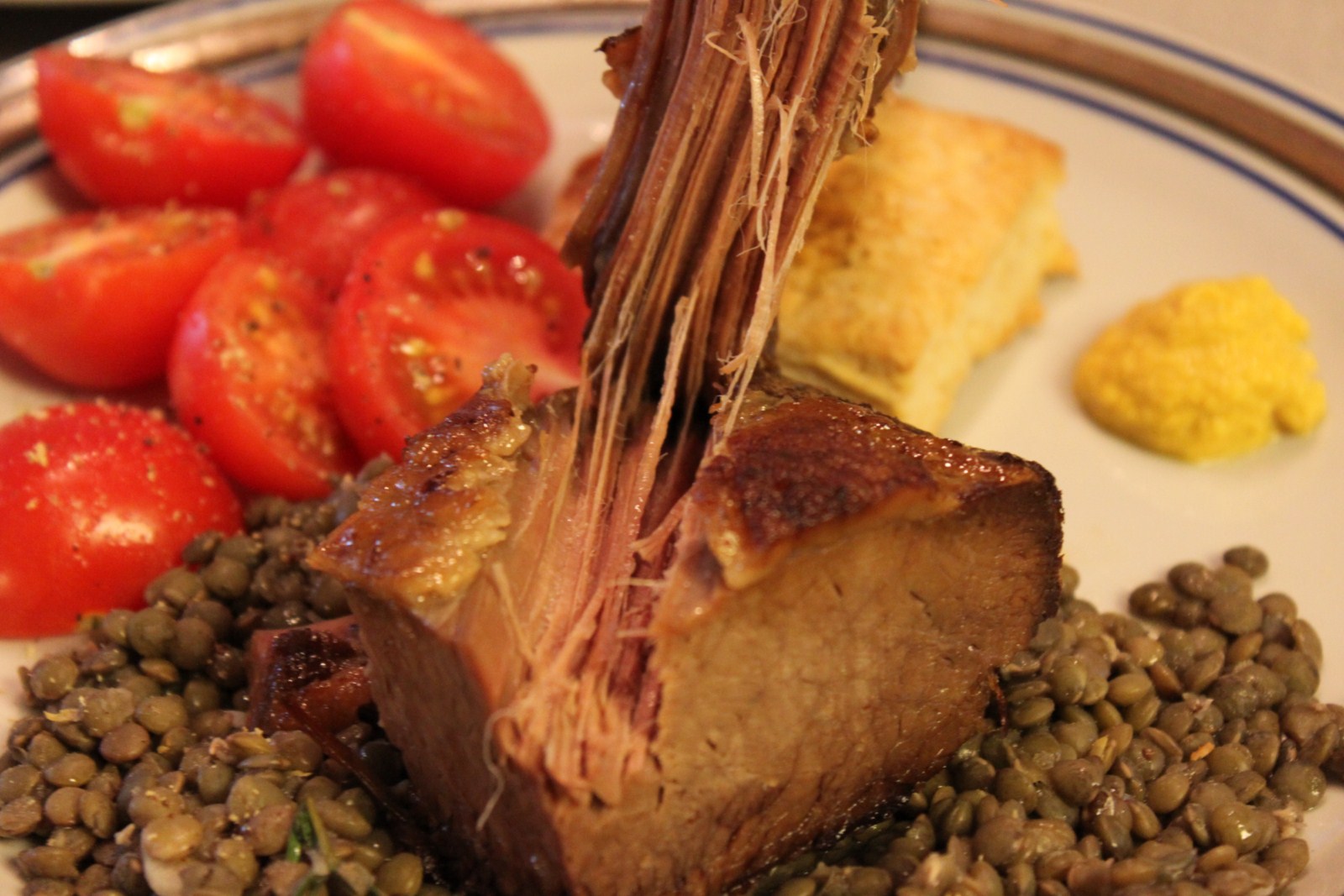 Serving Beef Brisket Confit