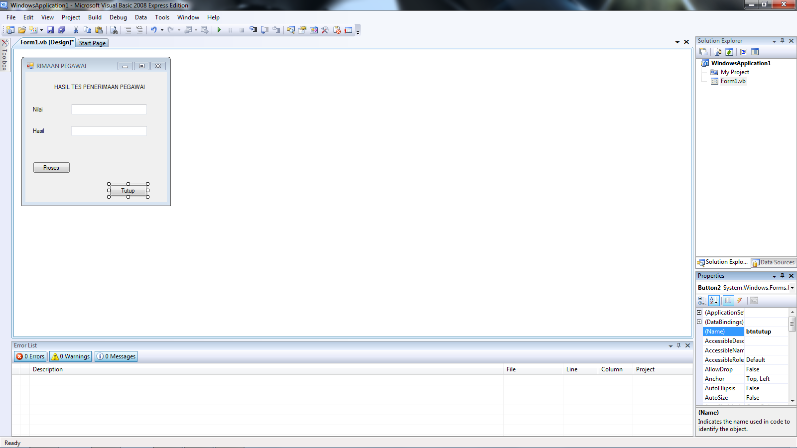PERKENALAN DAN PERKEMBANGAN VISUAL BASIC 2008