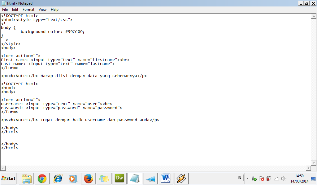 CONTOH HTML INPUTAN FIELD | Ayus Blog