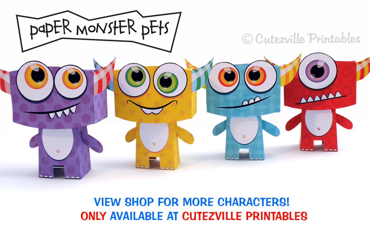 Cutezville Printables: Printable Monster Gift Boxes