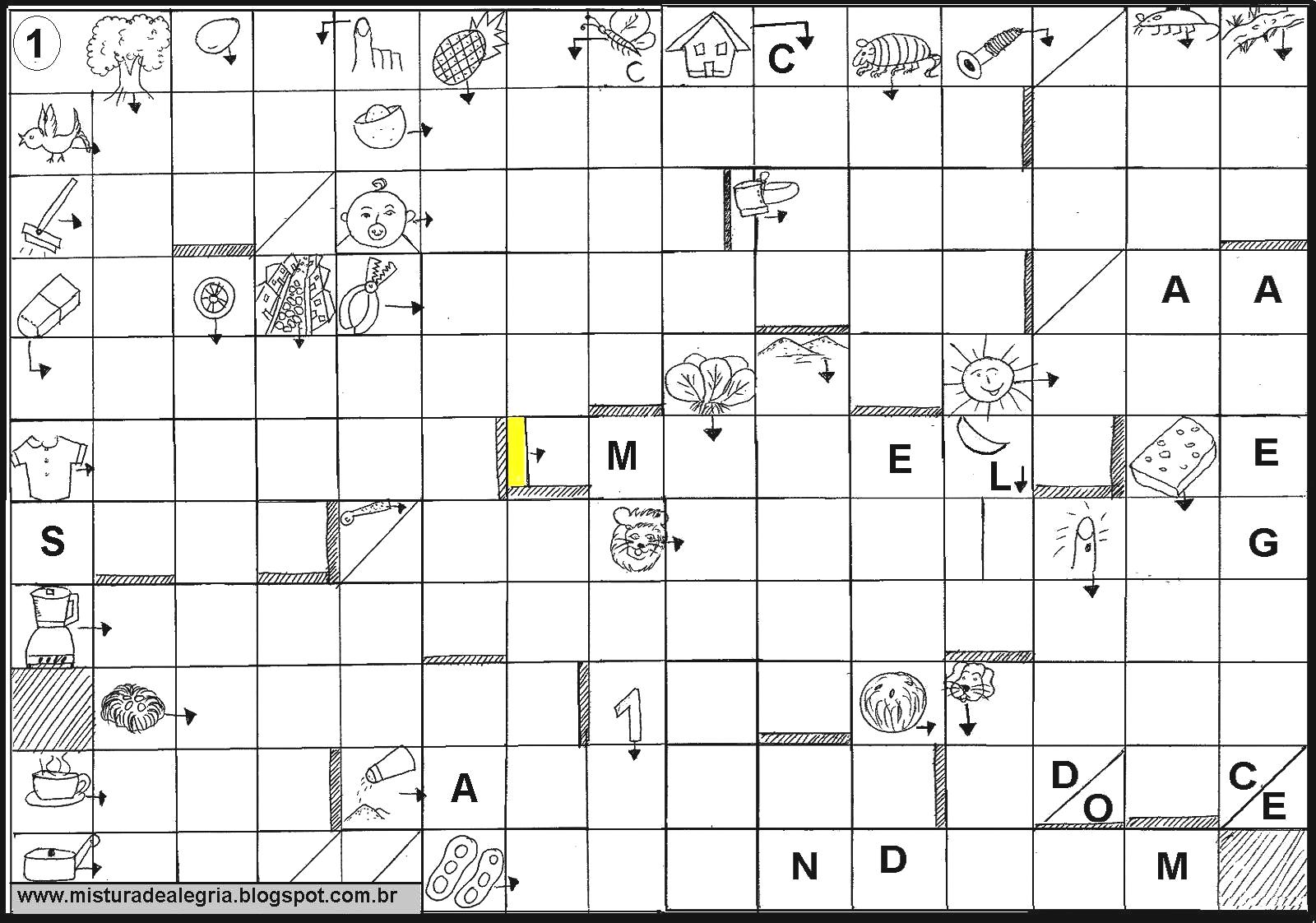 PALAVRAS CRUZADAS PARA AS SÉRIES INICIAIS DE ALFABETIZAÇÃO - Mistura de ...