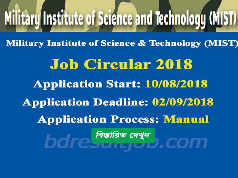 Military Institute of Science & Technology (MIST) Job Circular 2018 ...