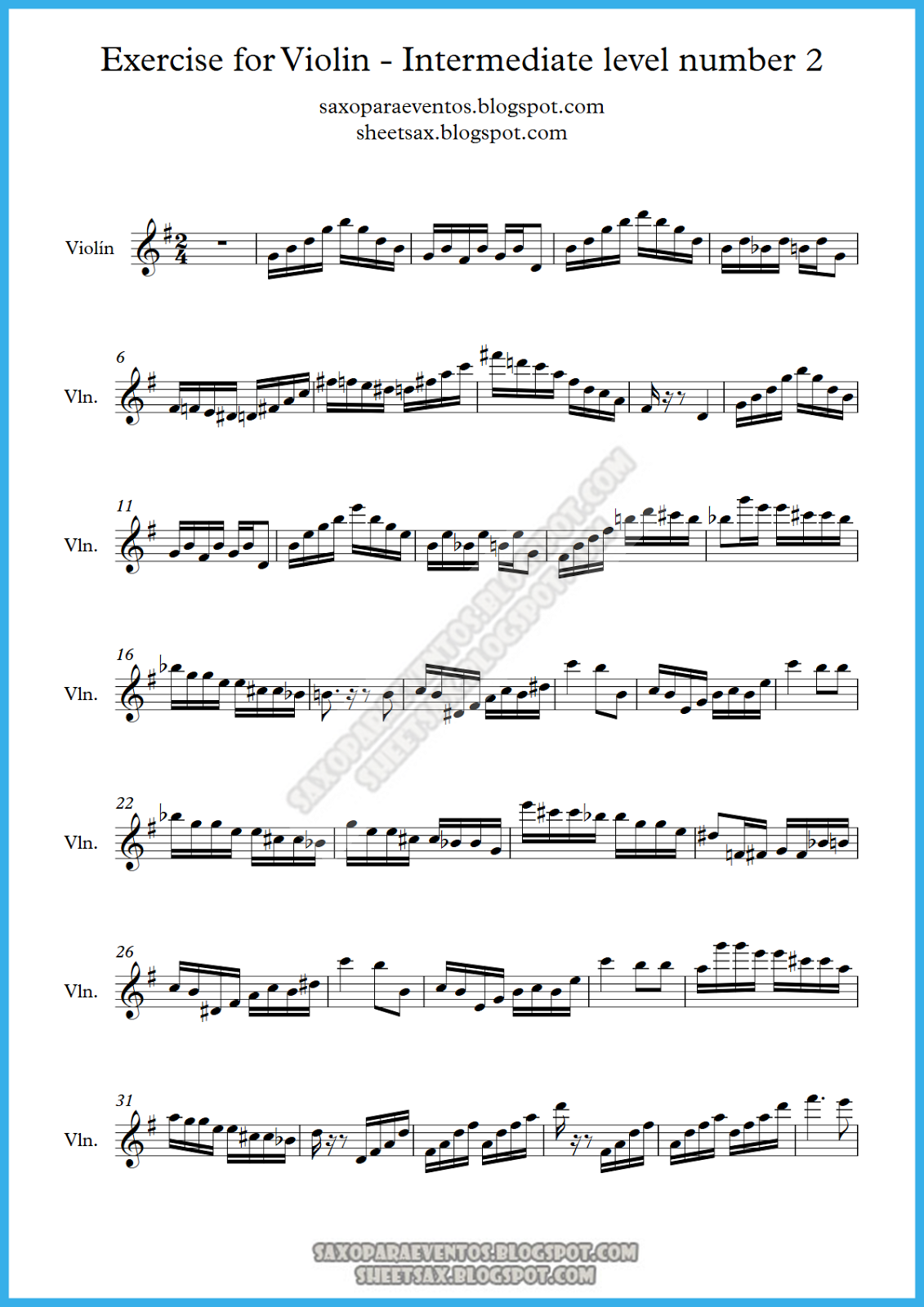 Ejercicio número 2 para violín nivel intermedio - Partituras y pistas ...