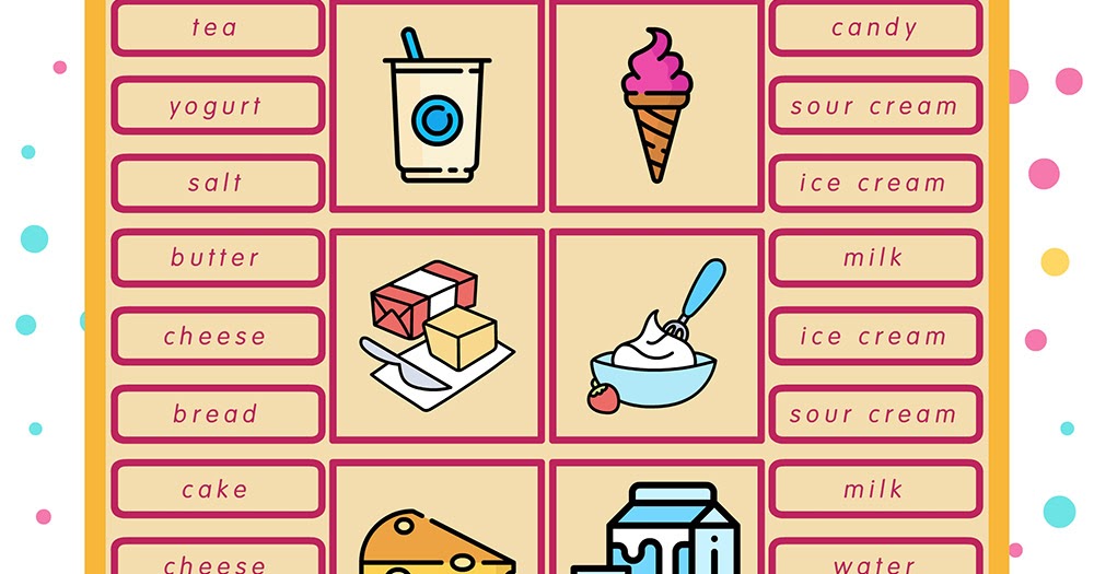 Matching Worksheets Vocabulary Food Items