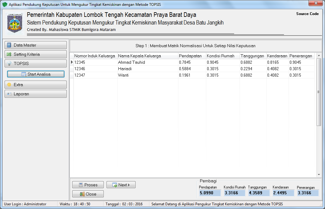 TUTORIAL DELPHI: Contoh Aplikasi TOPSIS dengan Delphi TUTORIAL DELPHI: Contoh Aplikasi TOPSIS dengan Delphi