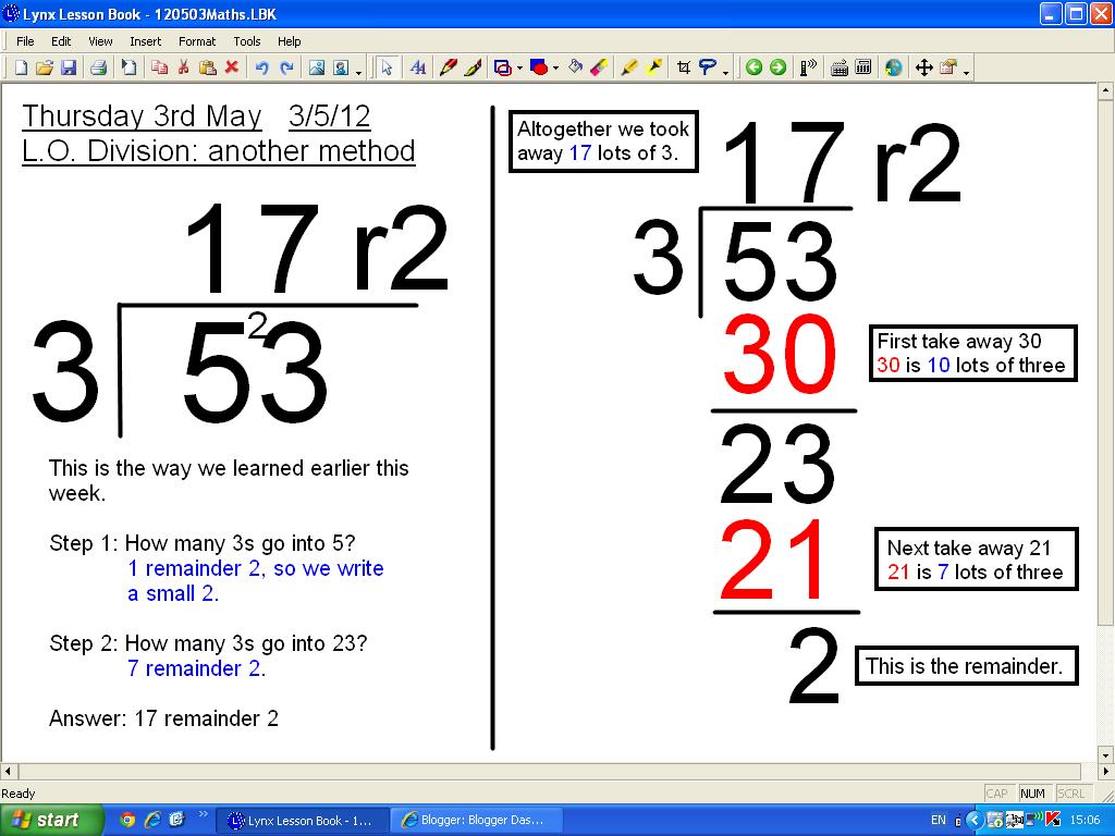 Mr Howe's Class: Maths: a different method for division