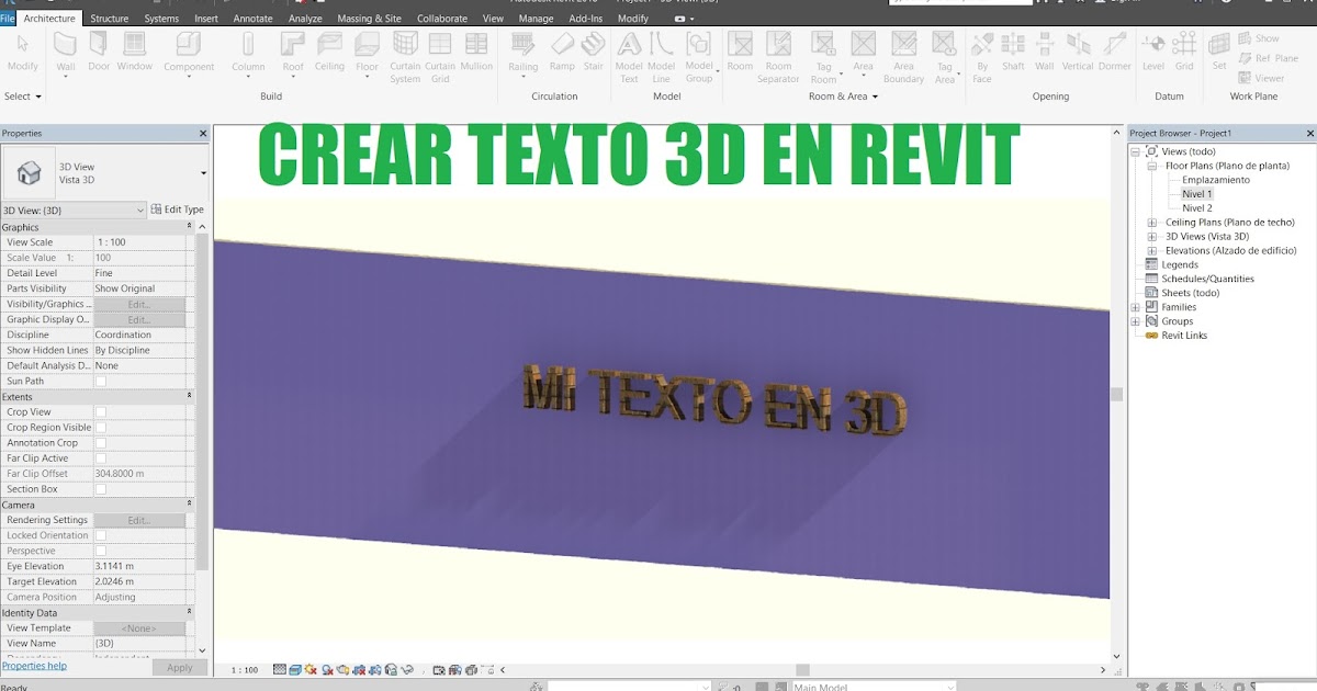 CÓMO CREAR TEXTO 3D EN REVIT ~ BIM_PROG