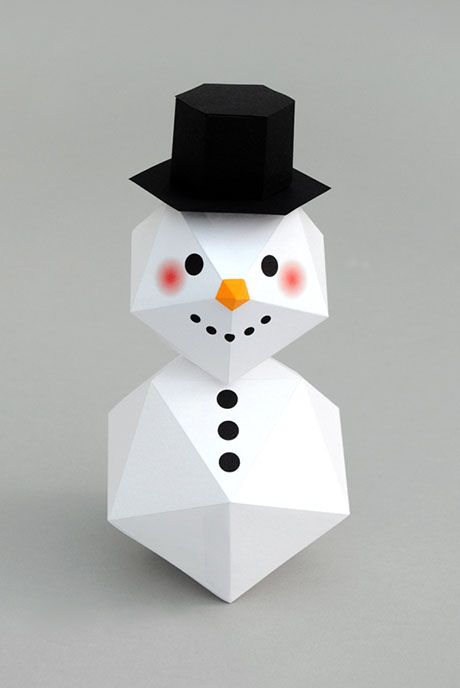 Geometric Snowman Paper Toy | Paperized Crafts