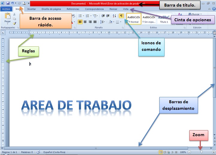 Informatica I: ELEMENTOS PRINCIPALES DE LA VENTA DE WORD CON SUS FUNCIONES