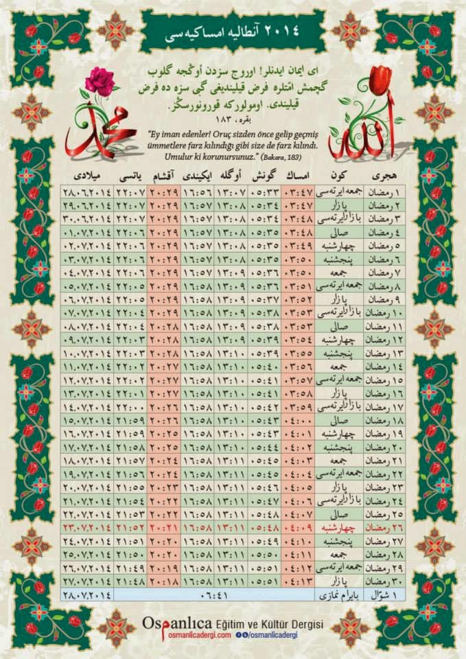 Osmanlıca - Türkçe - Lisan-ı Osmani لسان عثمانى: Osmanlıca Ramazan ...