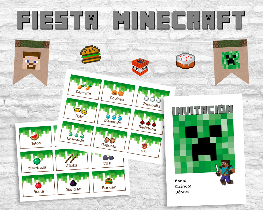Printable gratis: fiesta Minecraft - Las cosas de Maite