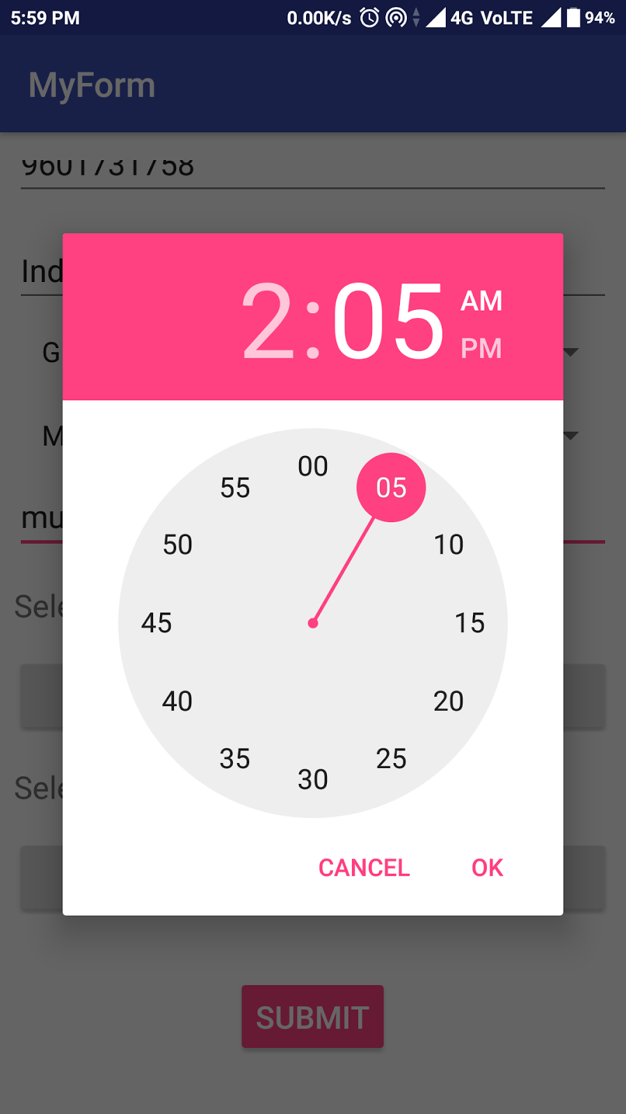 Developing an android app which displays a form with AutoCompleteTextView