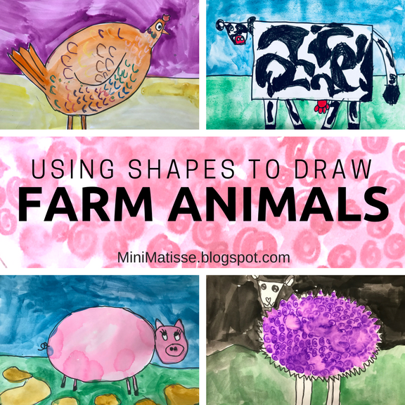 Mini Matisse Drawing Farm Animals Using Shapes Mini Matisse Drawing Farm Animals Using Shapes