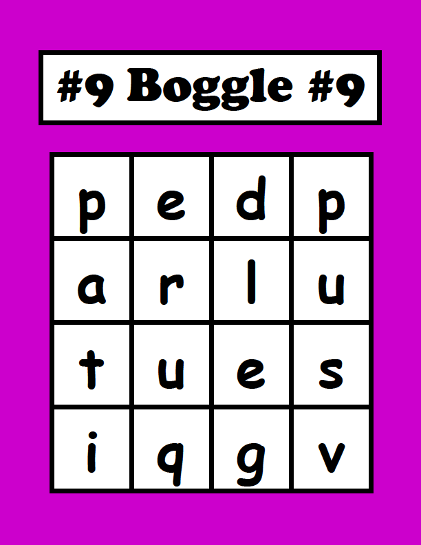 La classe de M. Hartnell: Boggle 9