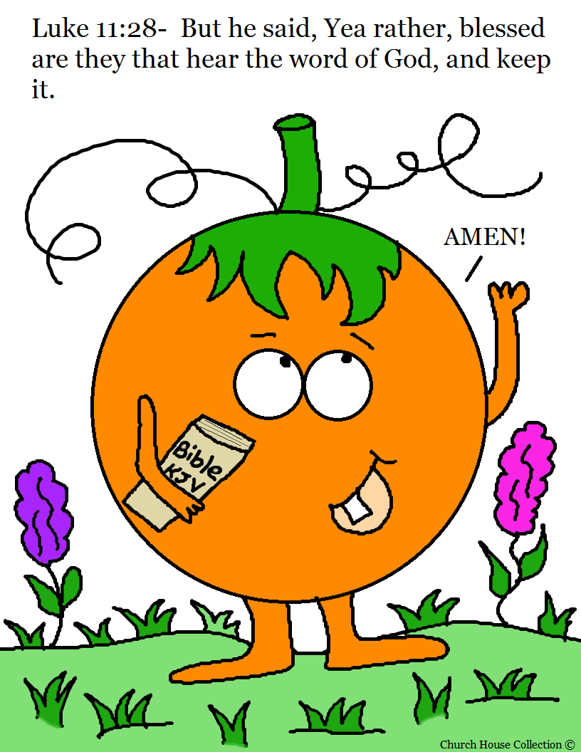 Church House Collection Blog: Pumpkin Holding His Bible Coloring Page ...